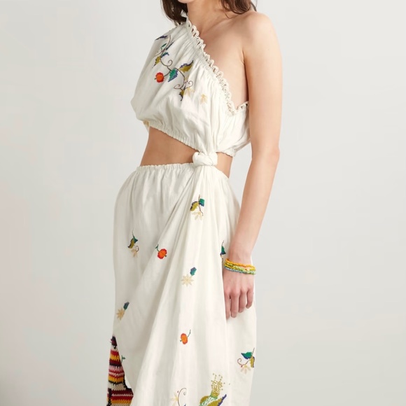 FARM Rio | Dresses | Farm Rio Pitanga Embroidery One Shoulder Cut Out Maxi Dress | Poshmark